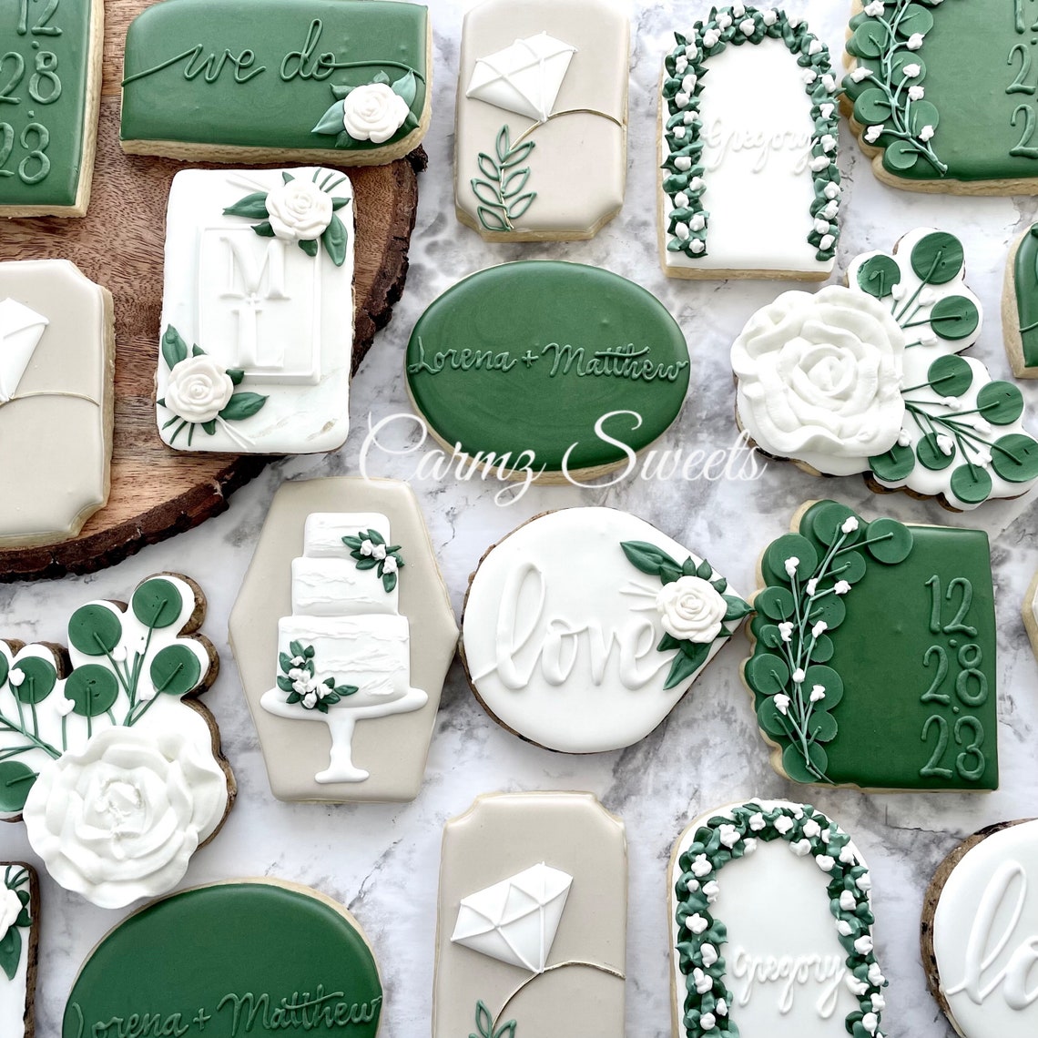 Cypress Green Wedding Cookies- 1 Dozen - Etsy