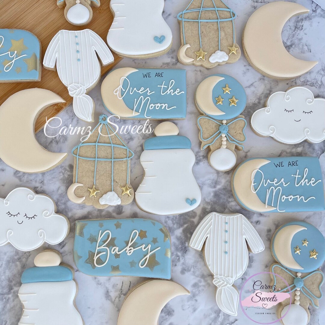 Over the Moon Baby Shower Cookies - Etsy