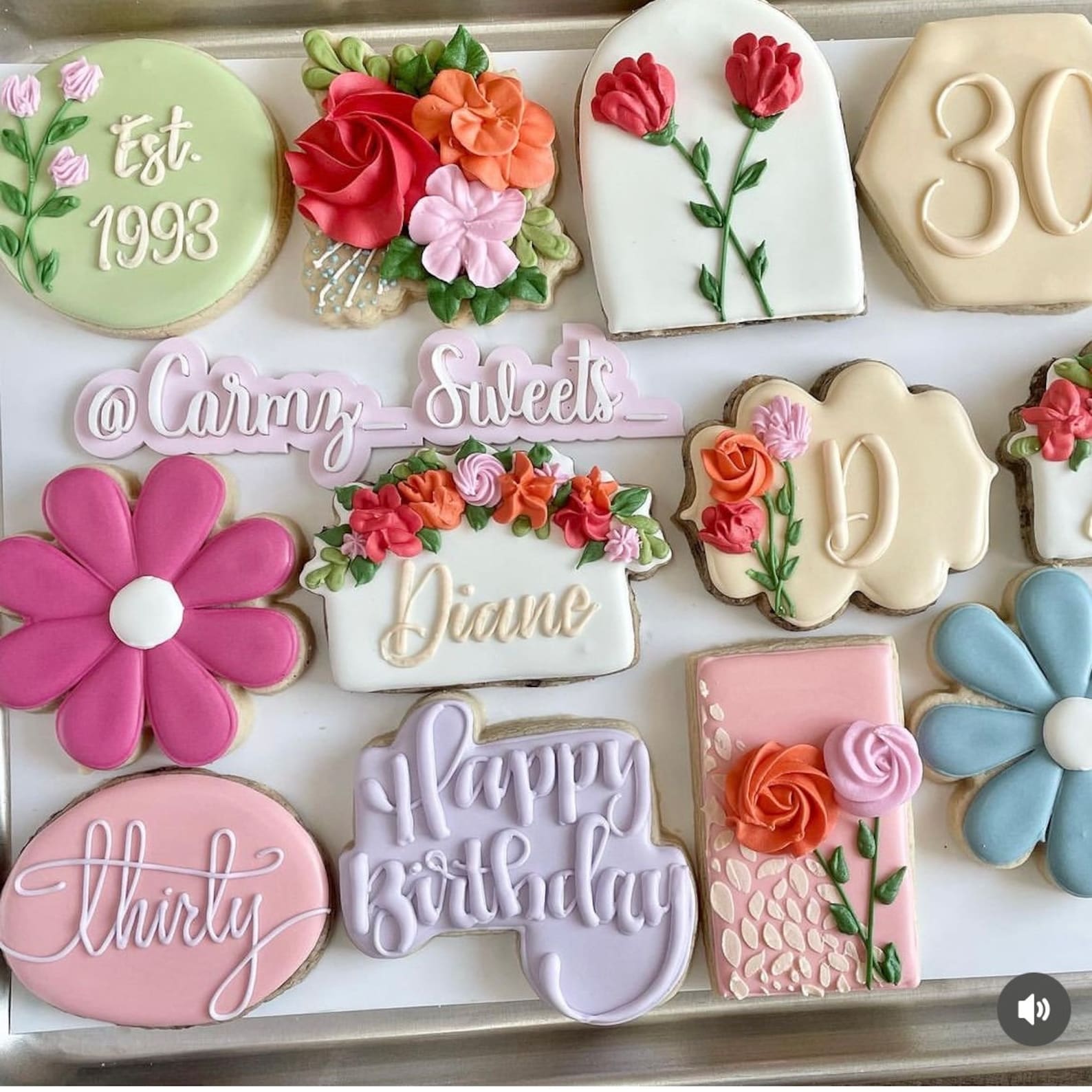 Pastels Floral 30th Birthday Cookies- - Etsy