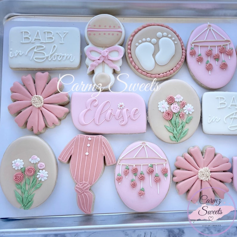Mute Tones Baby in Bloom Baby Shower Cookies - Etsy