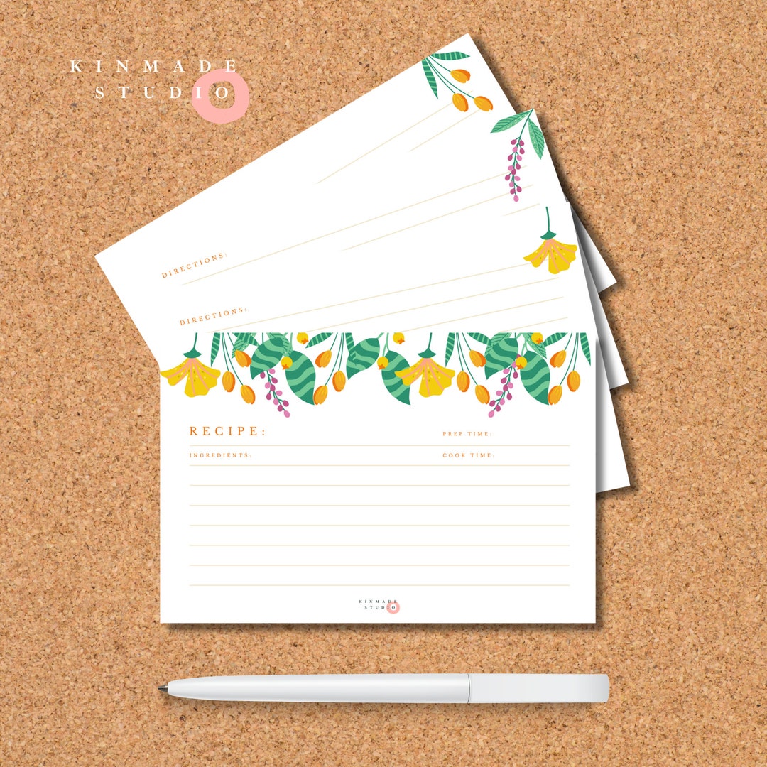 Printable Recipe Card Template, Instant Download, Recipe Cards 4x6 ...