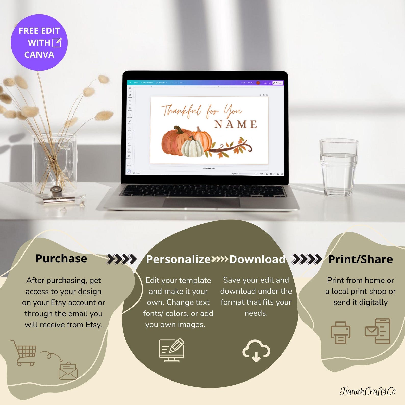 Printable Thanksgiving Place Cards Template, Table Name Cards for ...