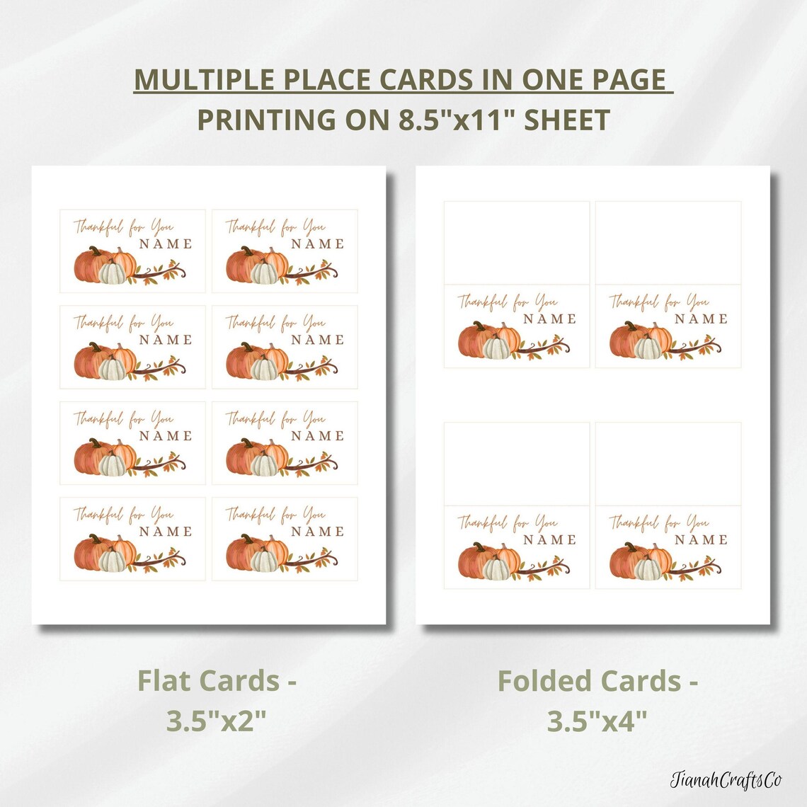 Printable Thanksgiving Place Cards Template, Table Name Cards for ...