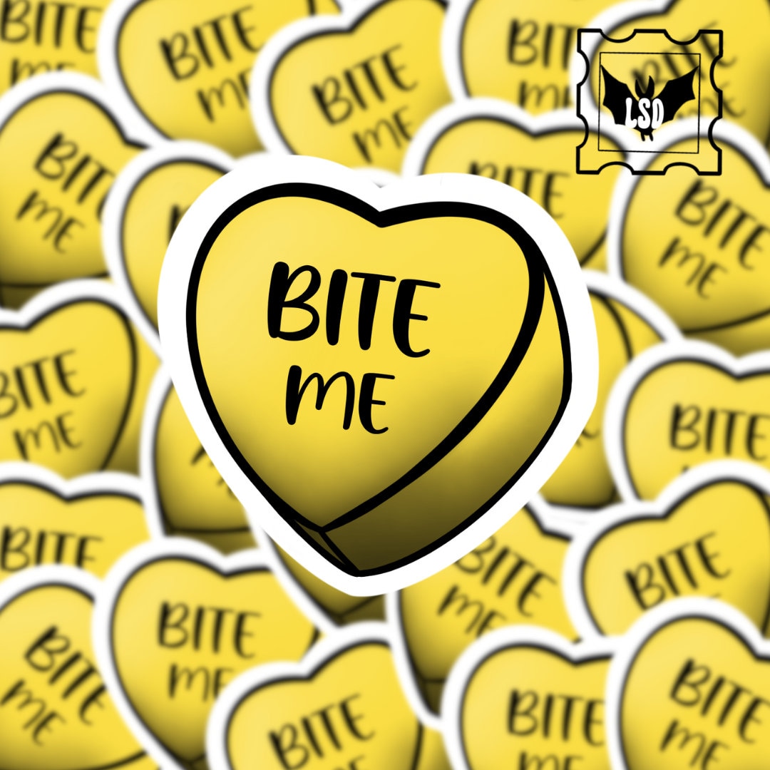 Candy Heart Sticker Conversation Heart Rude Cute Heart Bite Me - Etsy