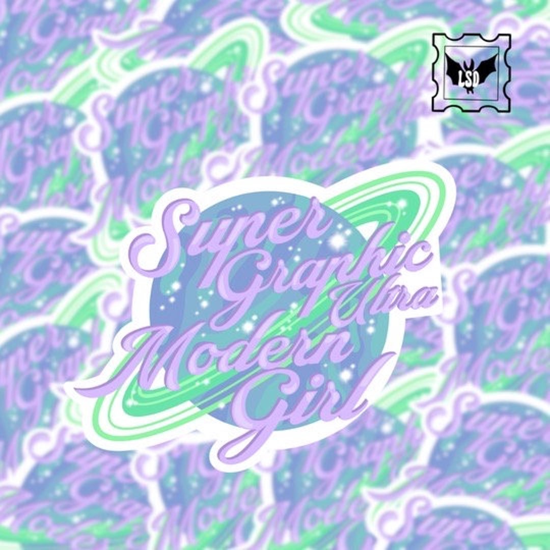 Super Graphic Ultra Modern Girl Holographic Stars Music Sticker - Etsy