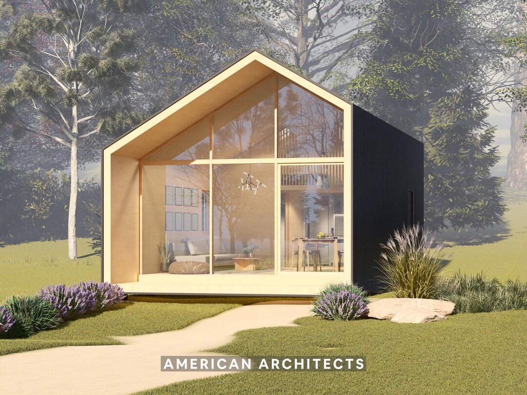 Modern Cabin Tiny House Plans: 18x30 Loft, Architect Design (PDF ...