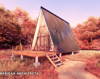 A-frame Cabin Plans 12x14: 100 SF Tiny Home DIY Blueprints (PDF ...