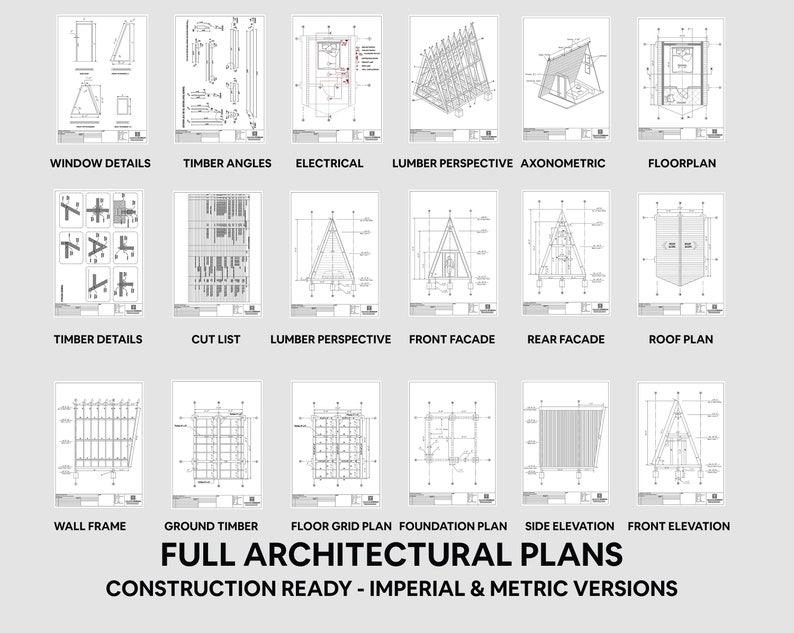 A-frame Cabin Plans 12x14: 100 SF Tiny Home DIY Blueprints (PDF ...