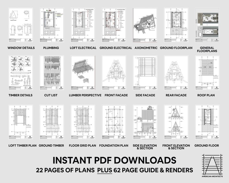 Modern A-frame Cabin Plans – 2 Bedroom DIY Blueprint (PDF Download) - Etsy