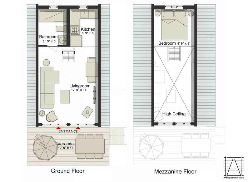 A-frame Cabin, Tiny Home Plans, 18x25 | 455 SF, Loft Bedroom ...