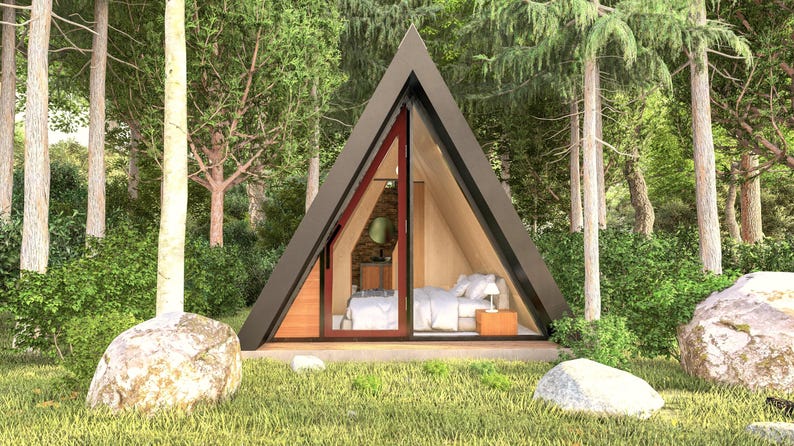 A-frame Cabin Plans 12x14: 100 SF Tiny Home DIY Blueprints (PDF ...