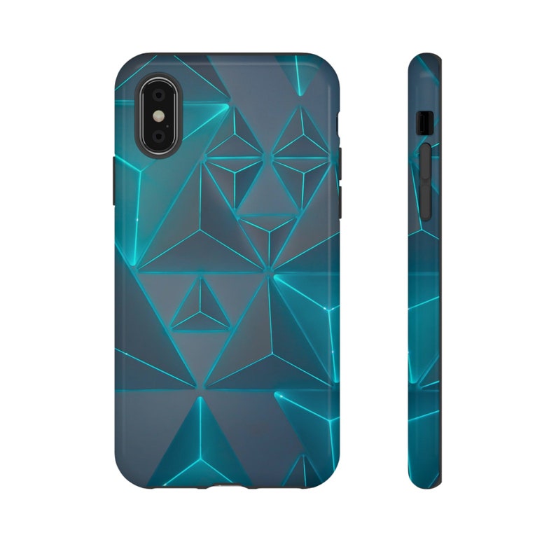 Blue Dimensional Fusion: Abstract Tech 3D Geometric Shapes Phone Case ...