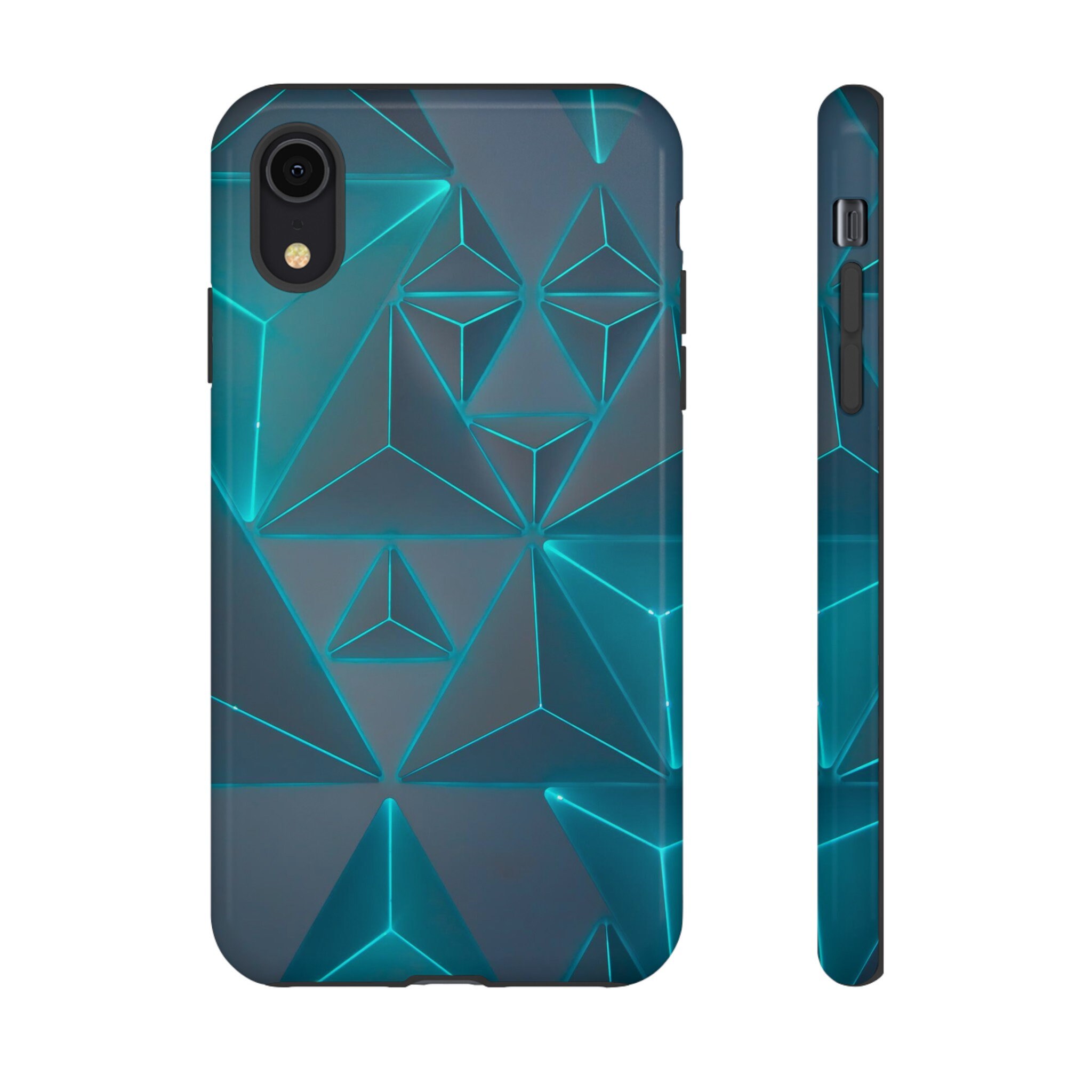 Blue Dimensional Fusion: Abstract Tech 3D Geometric Shapes Phone Case ...