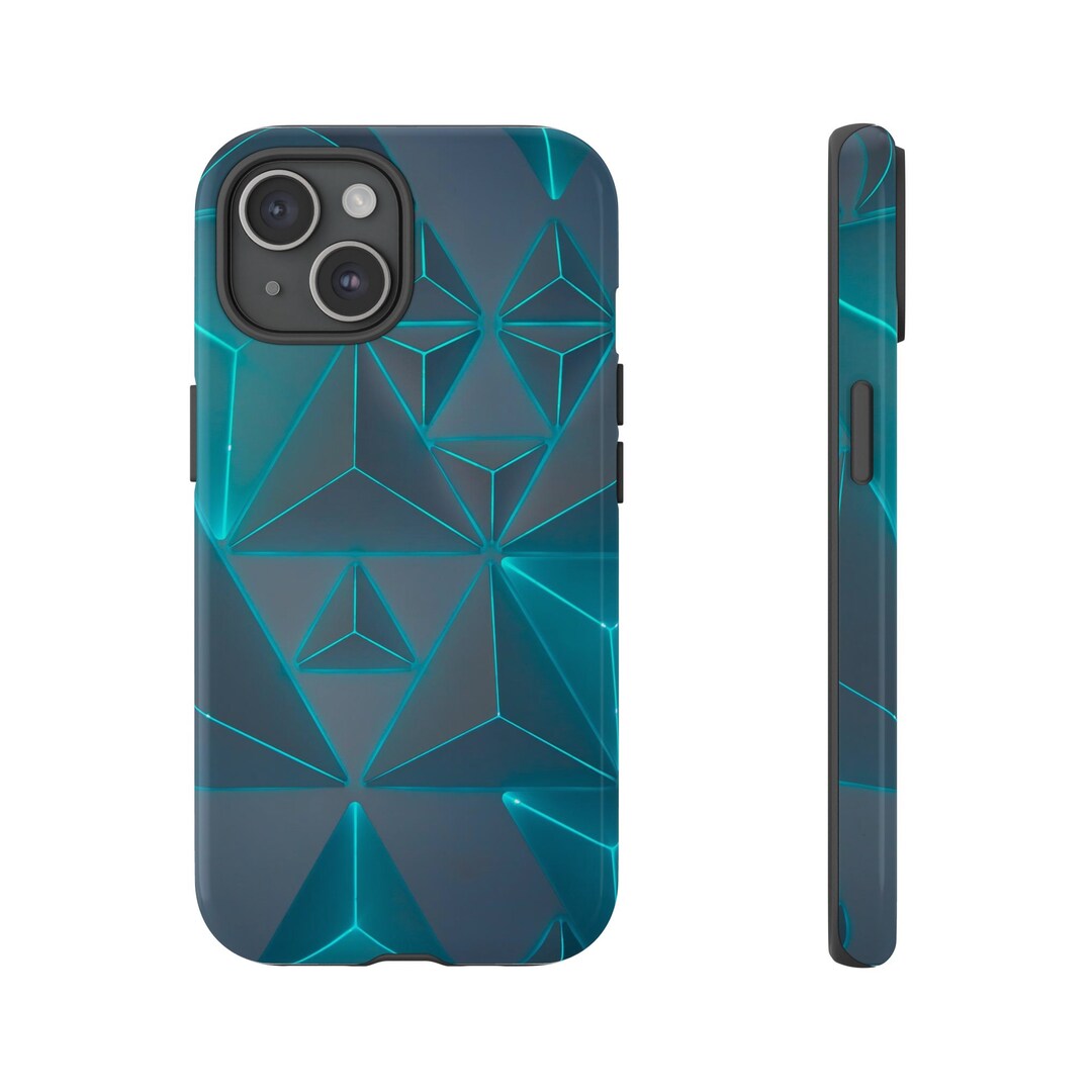 Blue Dimensional Fusion: Abstract Tech 3D Geometric Shapes Phone Case ...