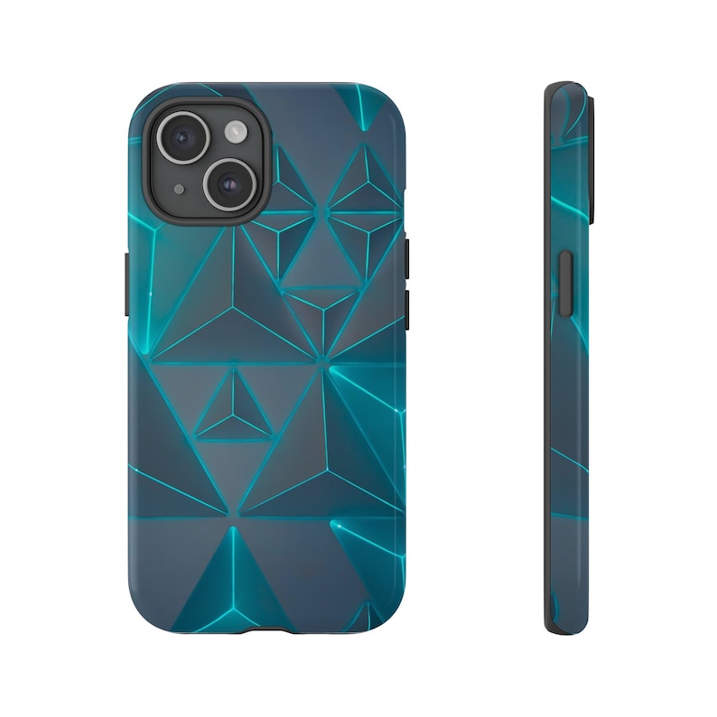 Blue Dimensional Fusion: Abstract Tech 3D Geometric Shapes Phone Case ...