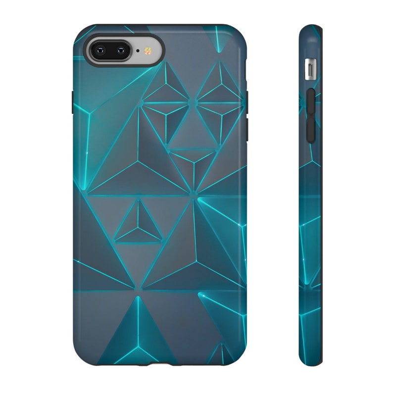 Blue Dimensional Fusion: Abstract Tech 3D Geometric Shapes Phone Case ...