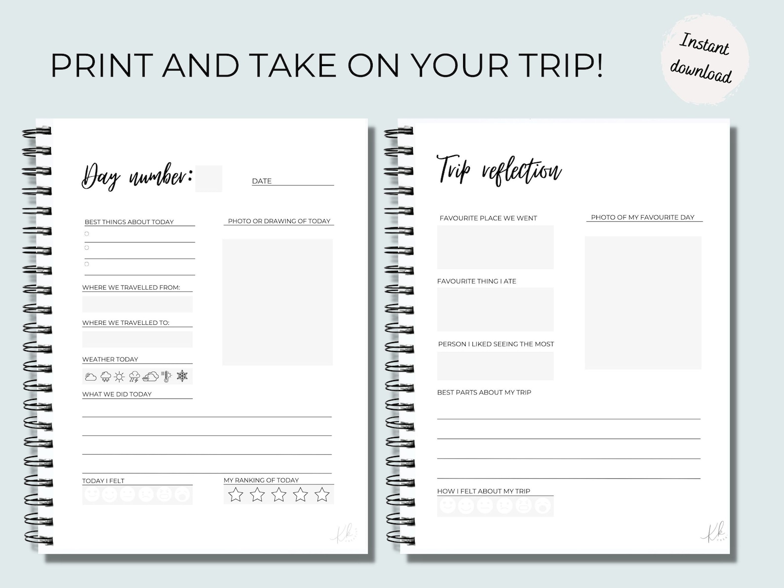 Kids Printable Travel Holiday Vacation Journal to Preserve Family ...