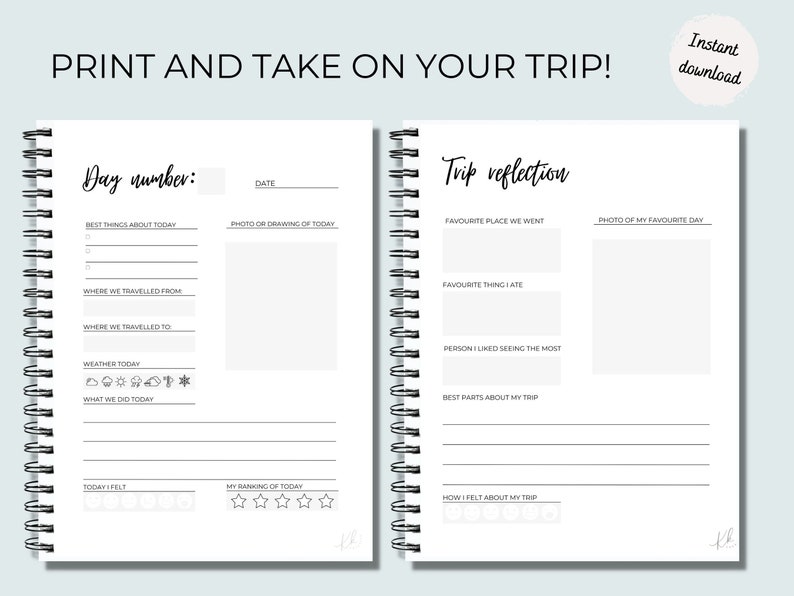 Kids Printable Travel Holiday Vacation Journal to Preserve Family ...