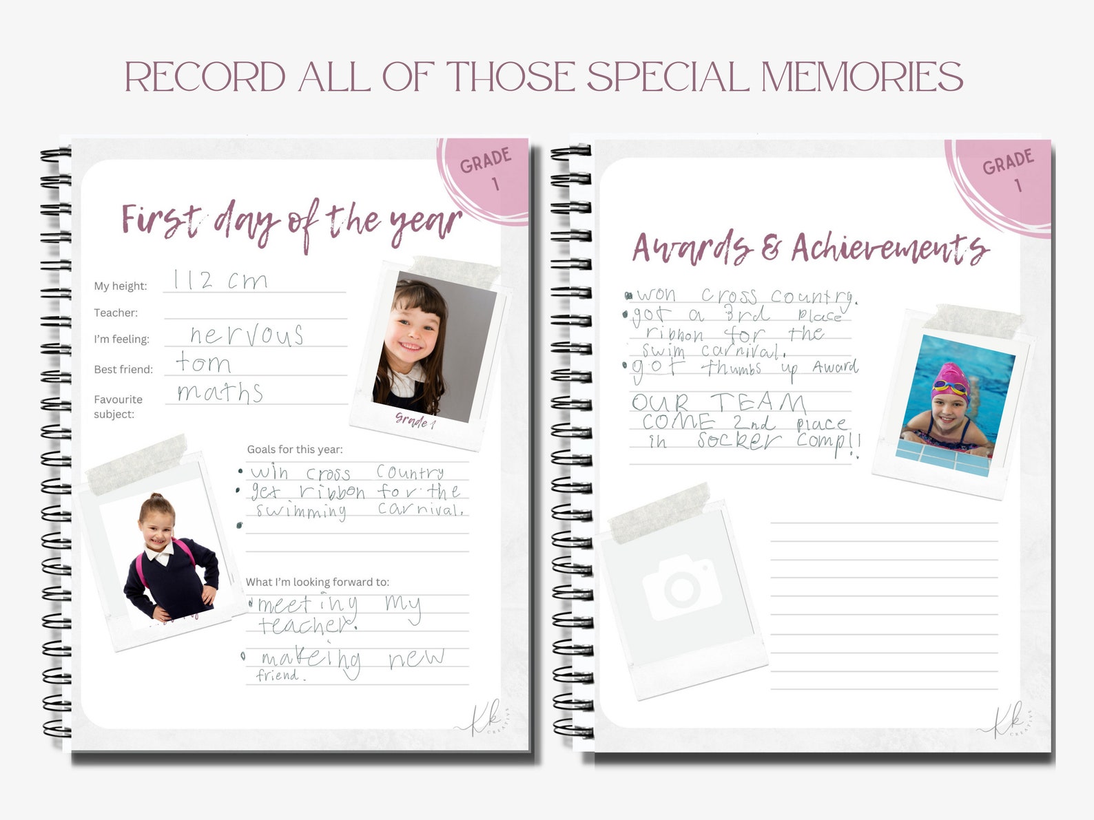 Pink Printable School Years Memory Book. Kids Journal Keepsake ...