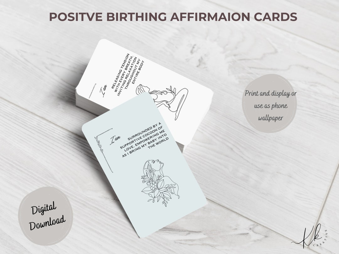 Minimalistic Positive Affirmation Birthing Hypnobirthing Cards for ...