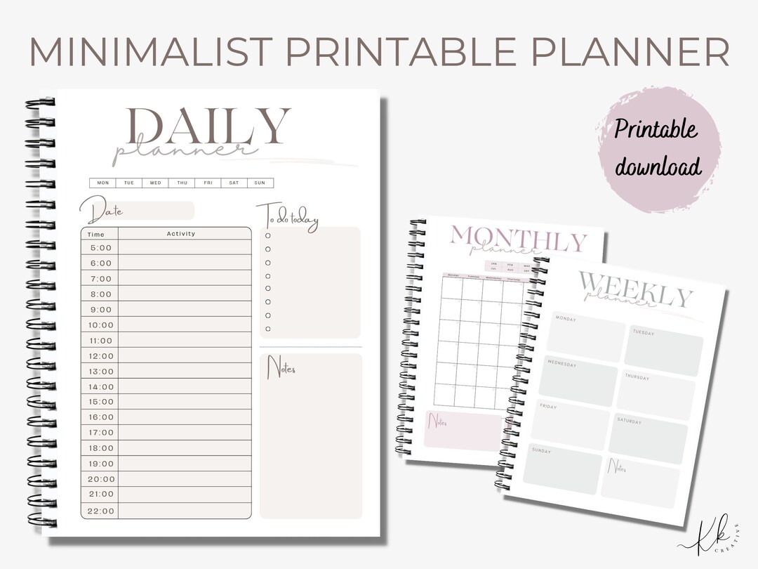 Printable Digital Minimalistic Style Planner - Weekly, Monthly, Daily ...