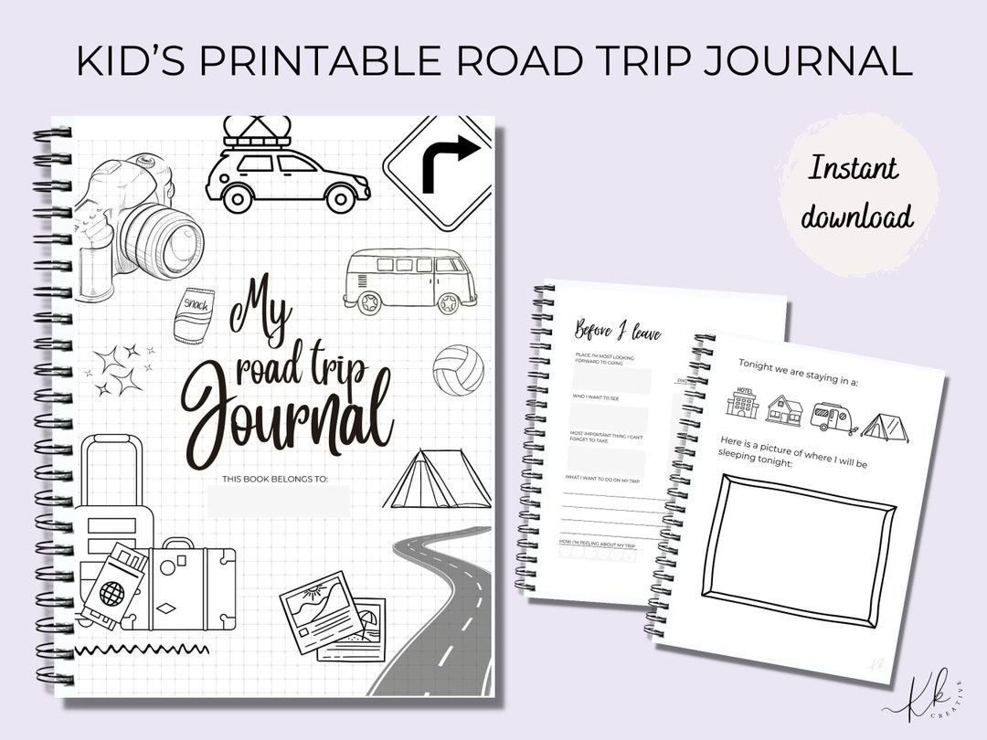 Road Trip Edition - Kid's Printable Travel Journal for Family Vacations ...