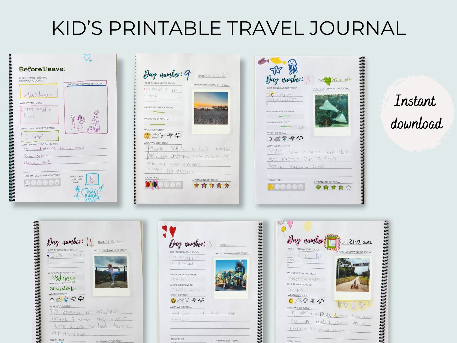 Kids Printable Travel Holiday Vacation Journal to Preserve Family ...