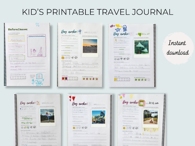Kids Printable Travel Holiday Vacation Journal to Preserve Family ...