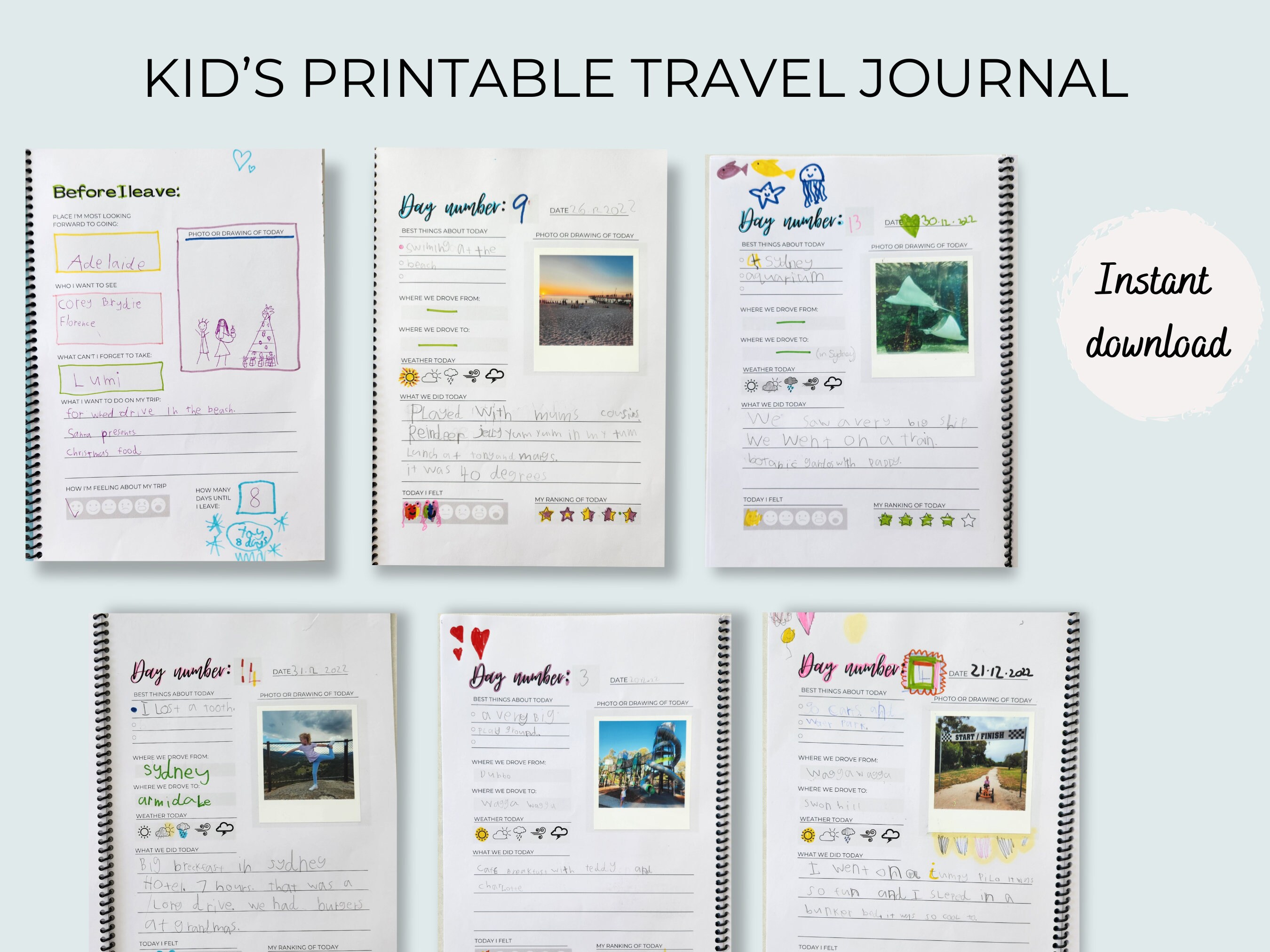 Kids Printable Travel Holiday Vacation Journal to Preserve Family ...