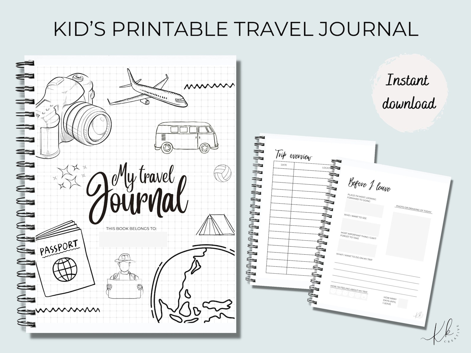 Kids Printable Travel Holiday Vacation Journal to Preserve Family ...