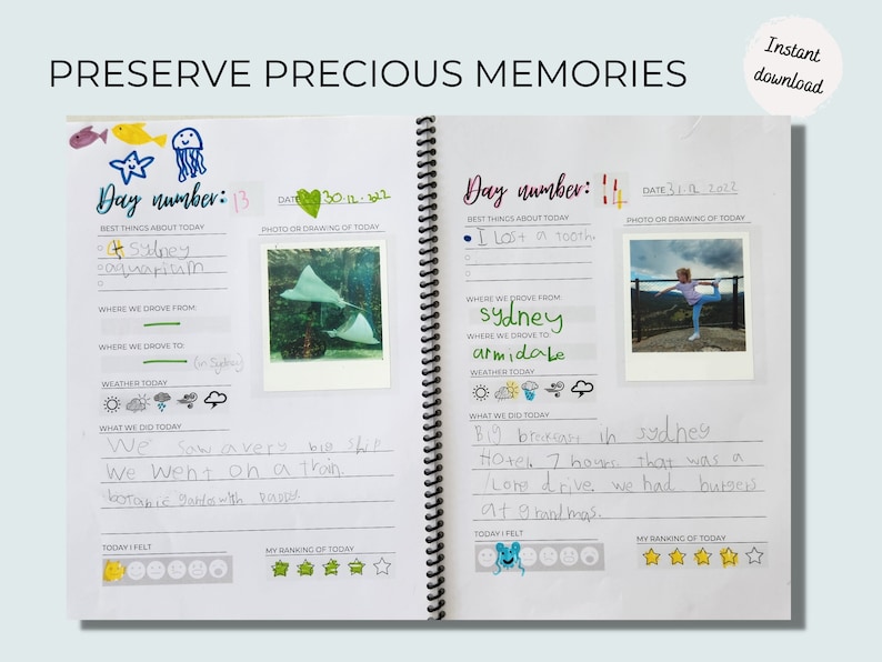 Kids Printable Travel Holiday Vacation Journal to Preserve Family ...