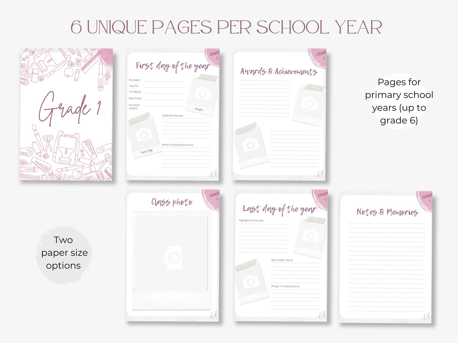 Pink Printable School Years Memory Book. Kids Journal Keepsake ...