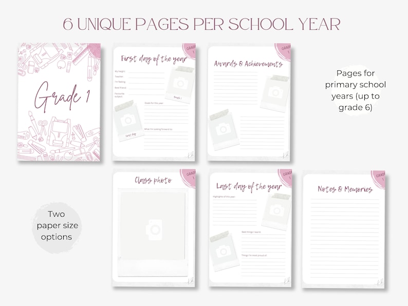 Pink Printable School Years Memory Book. Kids Journal Keepsake ...
