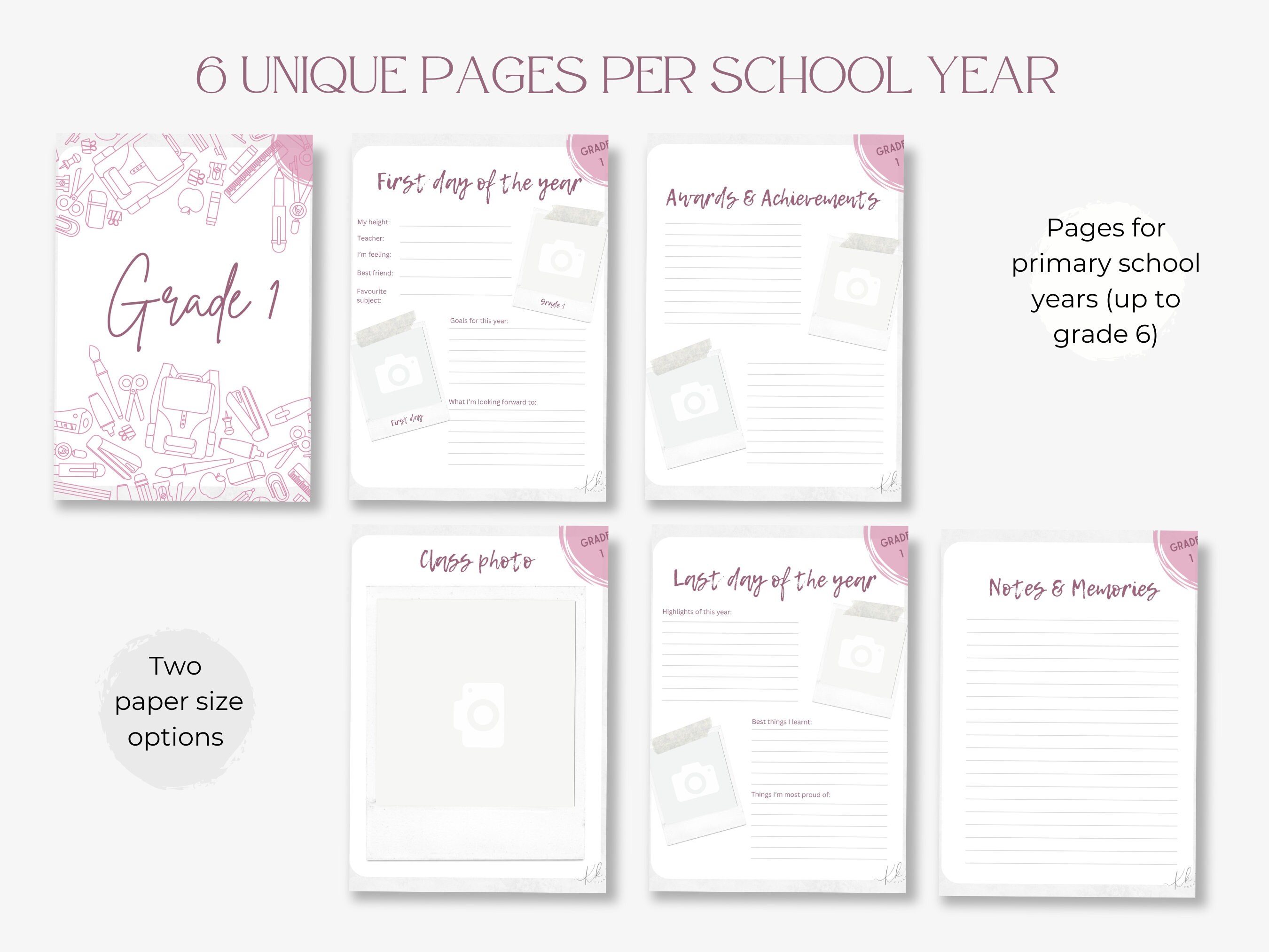 Pink Printable School Years Memory Book. Kids Journal Keepsake ...
