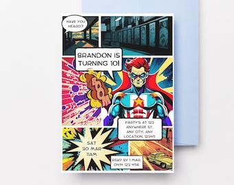 Comic Strip Birthday Party Invitation - Etsy