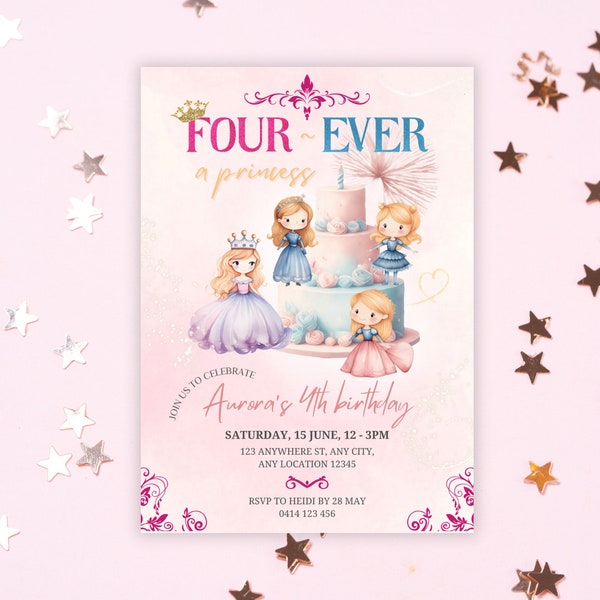 Four Ever a Princess Invitations - Etsy