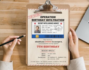 Spy Mission for Emma Theme Birthday Party Invitation Template, Secret ...