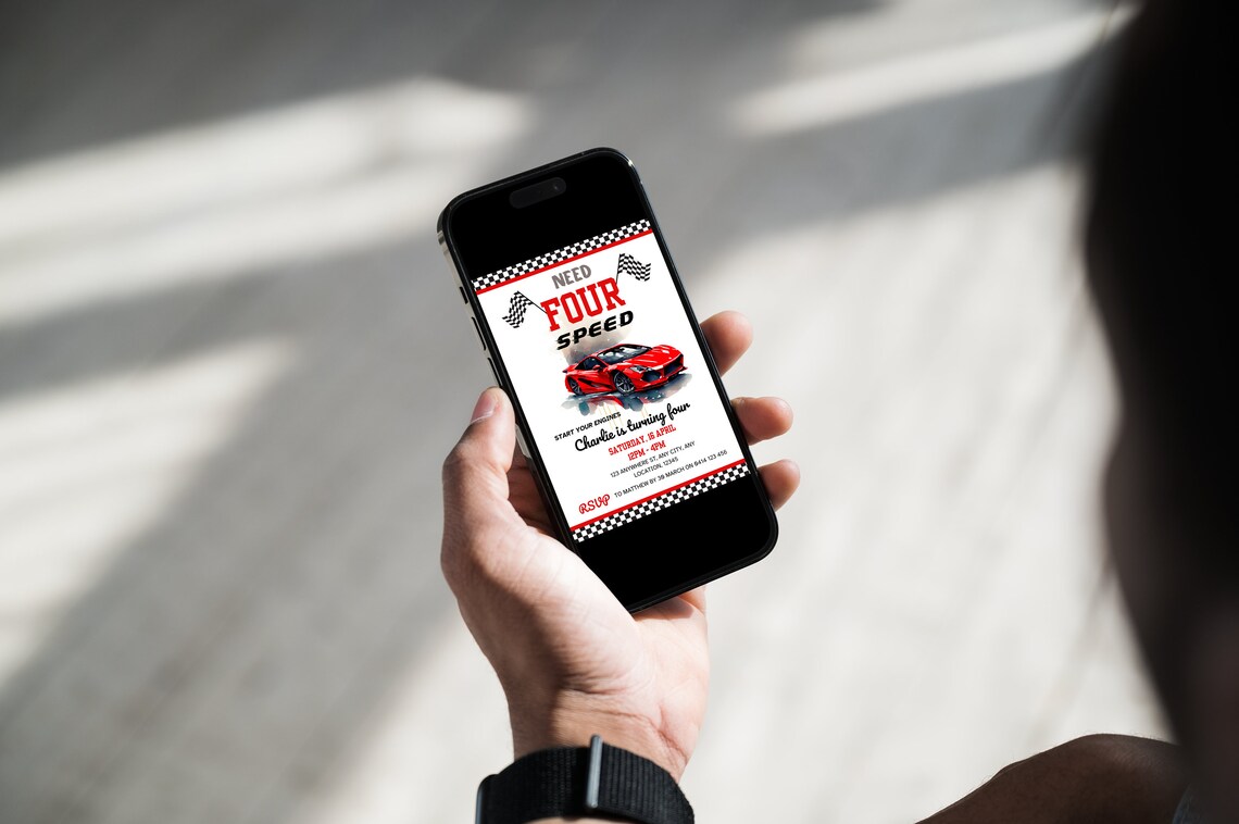 Need Four Speed Birthday Party Invitation, Need 4 Speed Invite, Red ...