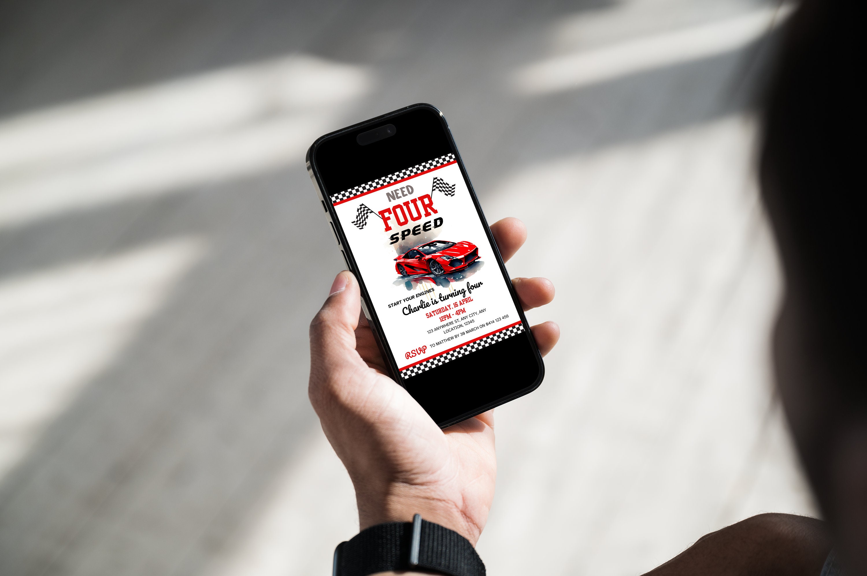 Need Four Speed Birthday Party Invitation, Need 4 Speed Invite, Red ...