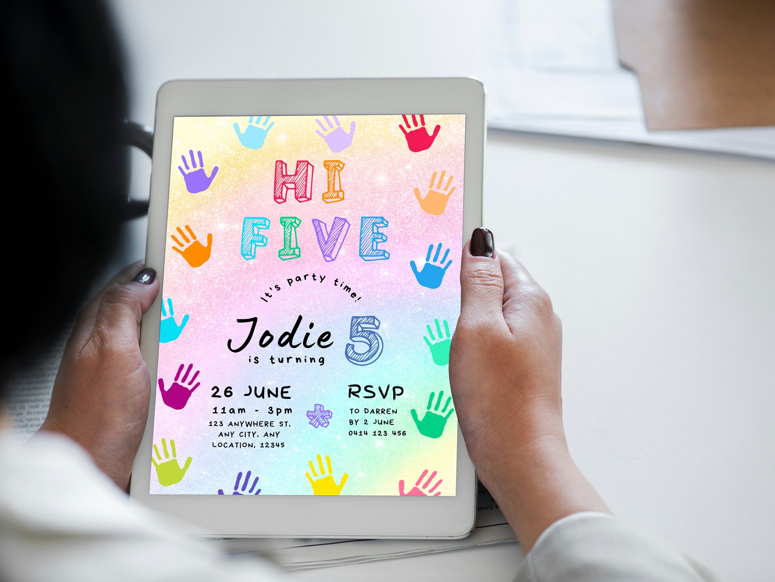Hi Five Birthday Invite, Printable Hi 5 Invite, High Five Birthday ...