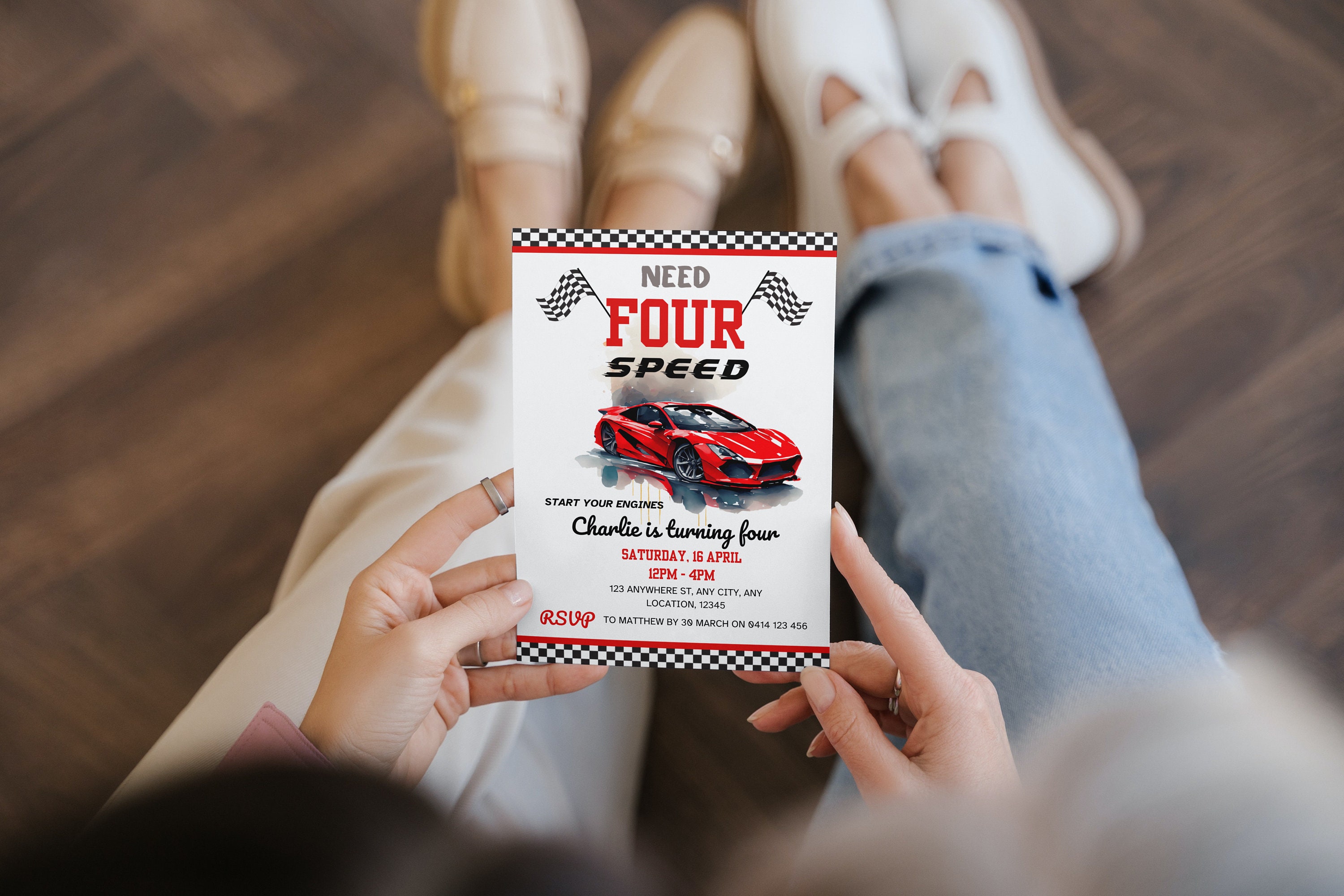 Need Four Speed Birthday Party Invitation, Need 4 Speed Invite, Red ...