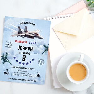 Top Gun Birthday Party Invite, Fighter Jet Invitation, Military Jet ...