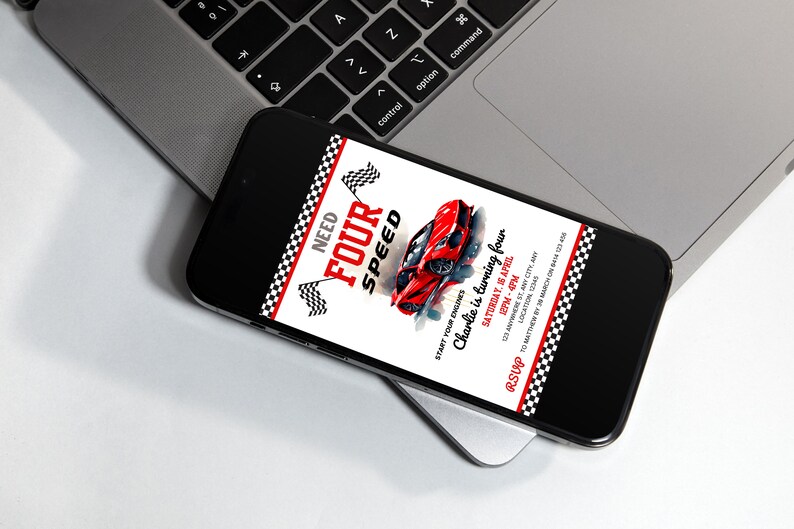 Need Four Speed Birthday Party Invitation, Need 4 Speed Invite, Red ...