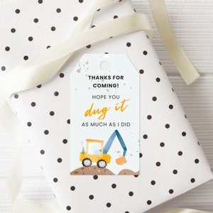 Construction Birthday Party Favor Tags, Excavator Cement Mixer ...
