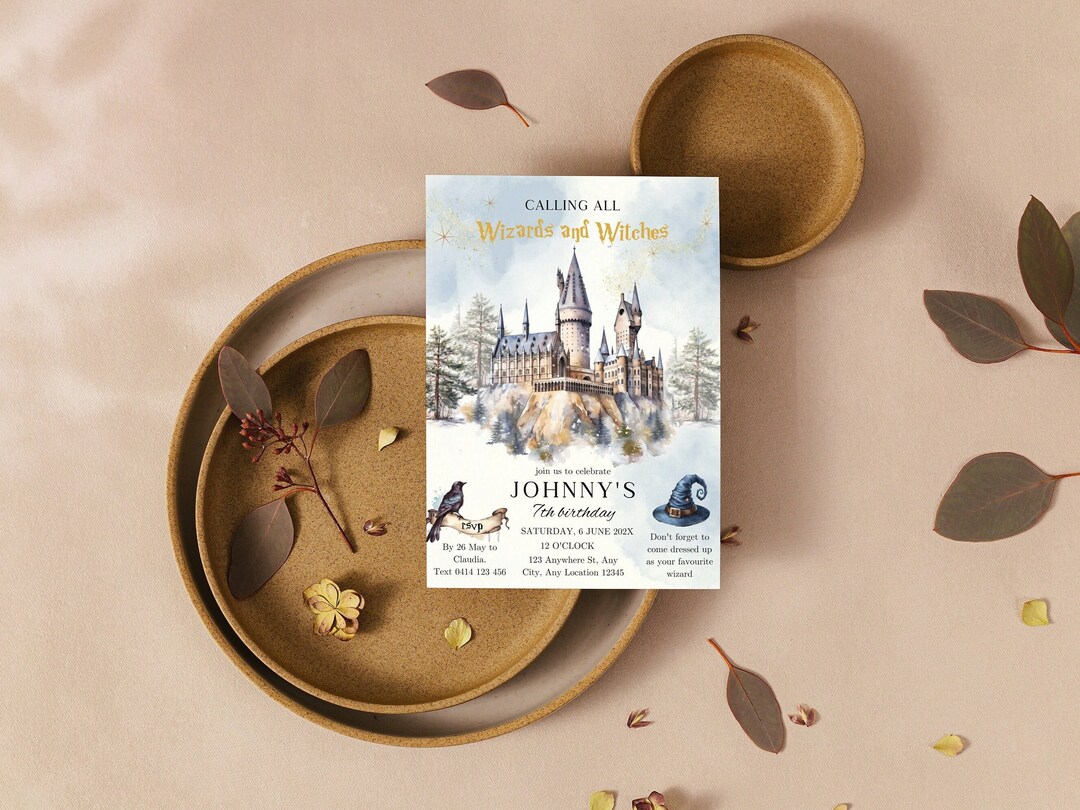 Wizard Birthday Invite, Magical Kid Birthday Party Invite, Witch ...
