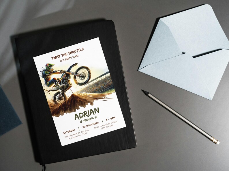 Motocross Invite, Dirtbike Invitation, Twist the Throttle, Boy Birthday ...