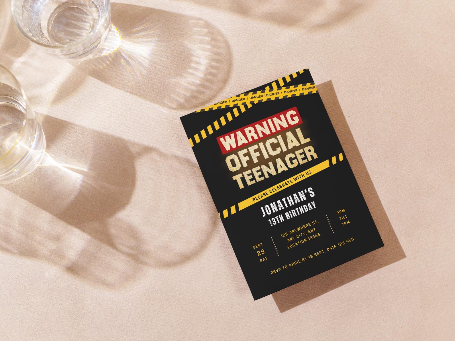 Warning Officially a Teenager, Teenager Birthday Invitation, 13th ...