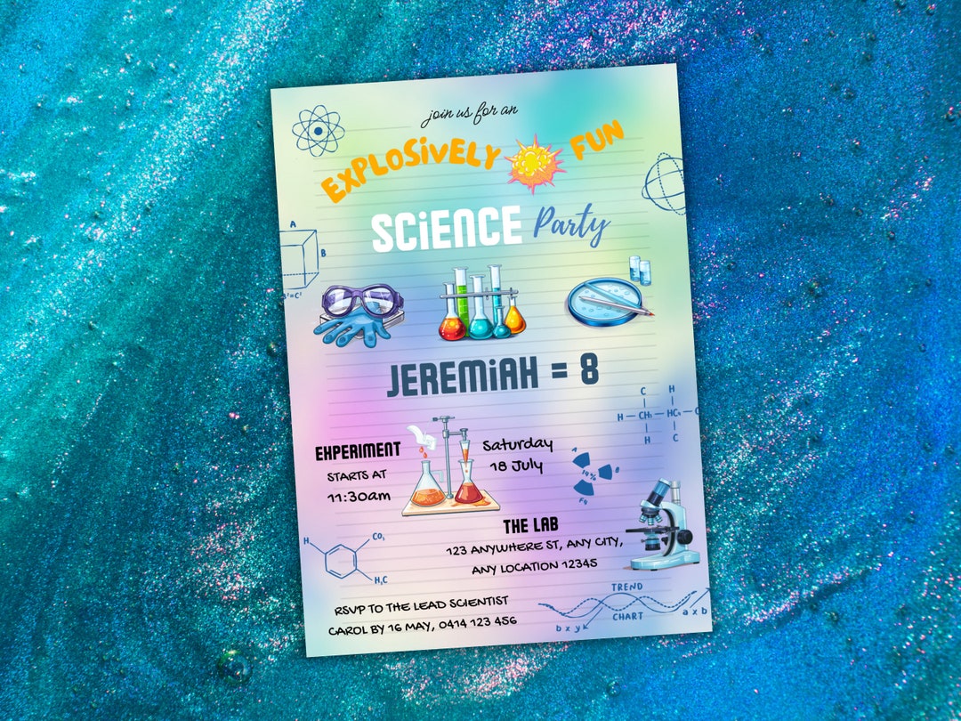 Science Party Birthday Invitation, Science Theme Party, Lab Experiment ...
