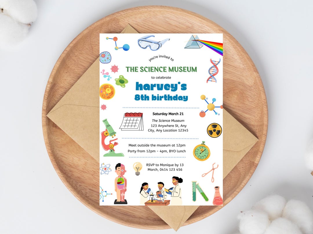 Science Museum Birthday Party, Simple Museum Invitation, Kids Museum ...