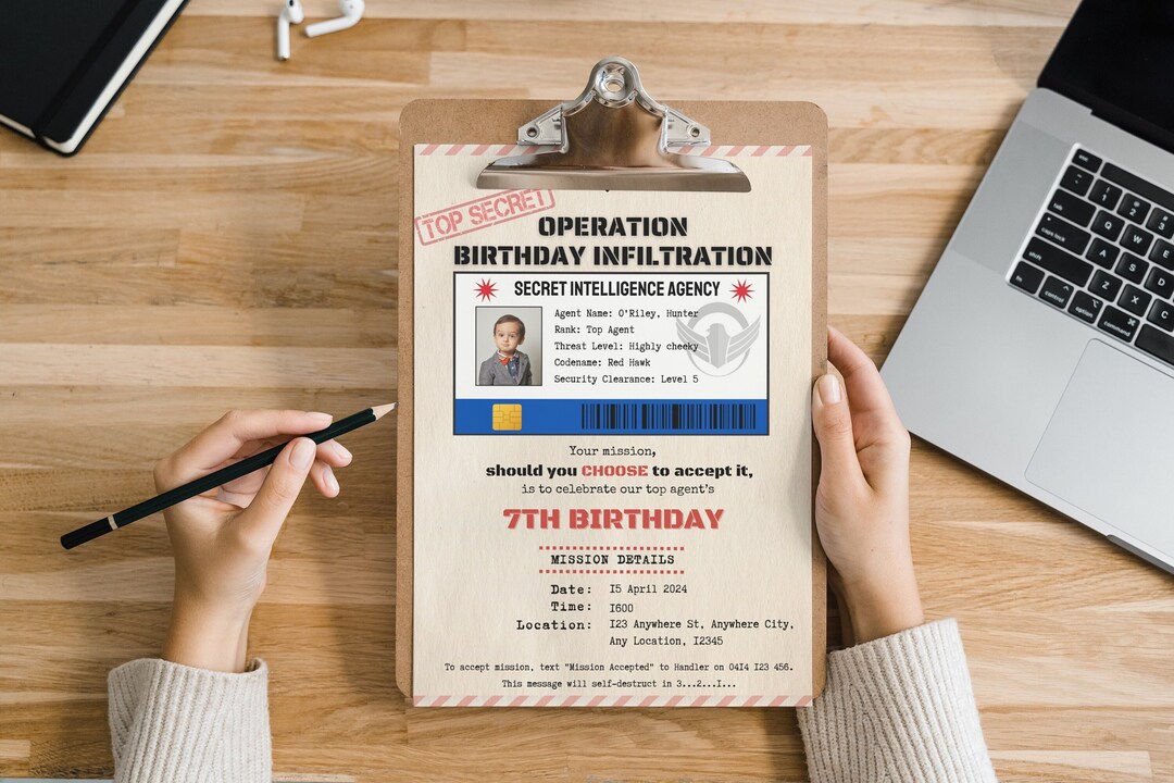 Classified Top Secret Spy Mission Birthday Invitation, Special Secret ...